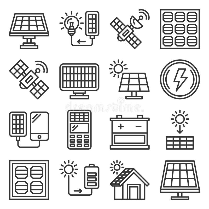 Solar Panel and Sun Energy Icons Set. Vector Stock Vector ...