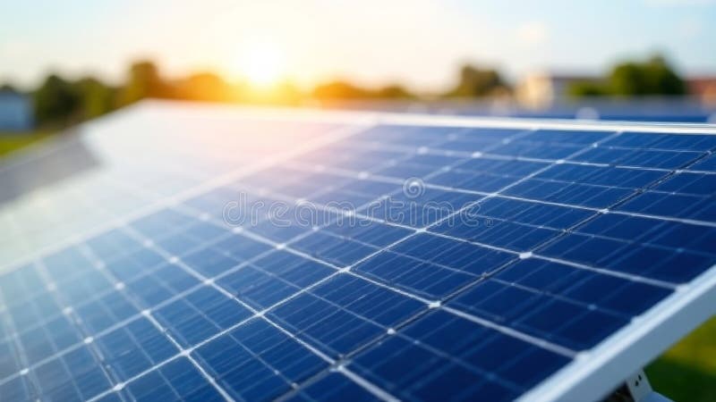Solar Panel in the Sun in the Field Close Up Stock Image - Image of ...