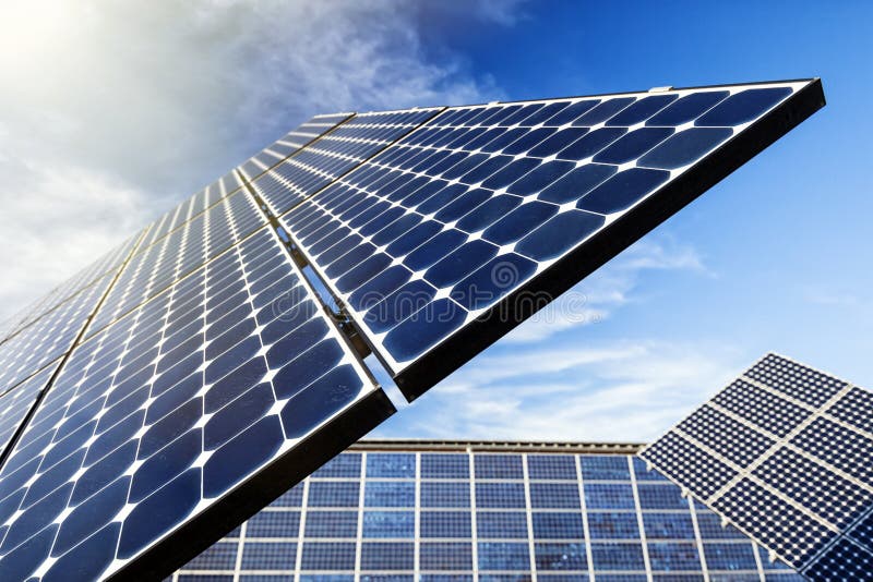 Solar Panel, Sun Flare stock photo. Image of current - 55898638