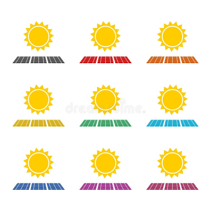 Solar Panel with Sun Icon, Simple Vector Illustration Stock ...