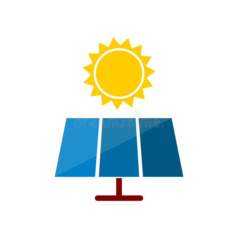 Solar Panel with Sun Icon, Simple Vector Illustration Stock ...