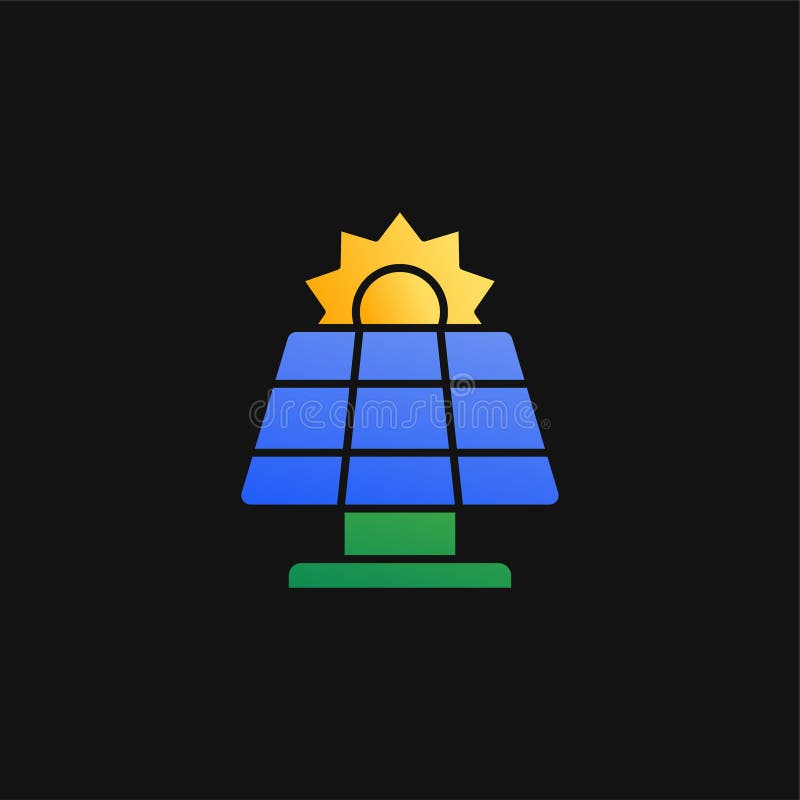 Solar Panel with Sun Icon Solid Gradient. Gradient Solid Icon. Stock ...