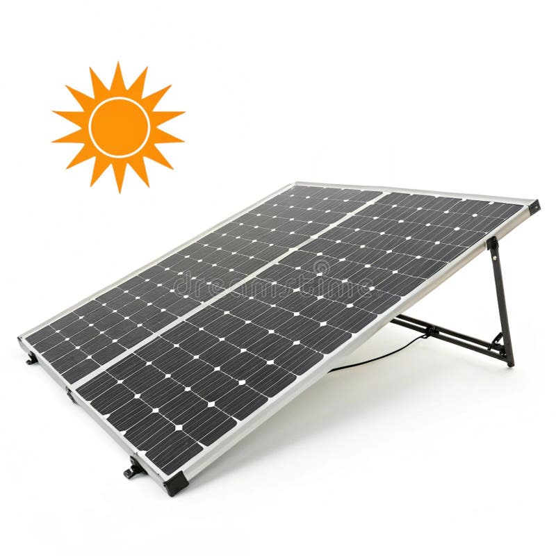 Solar Panel and Sun Isolated on White Background Stock Illustration ...
