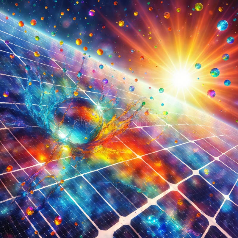 Solar Panel with Sun Rays and Lens Flare. 3d Illustration, Generative ...