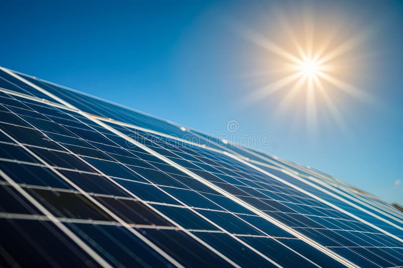 Solar Panel with a Sun Shining on it Stock Image - Image of technology ...