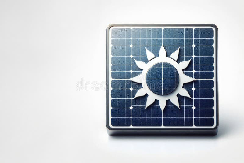 Solar Panel with Sun Symbol on Light Background. Space for Text. Stock ...