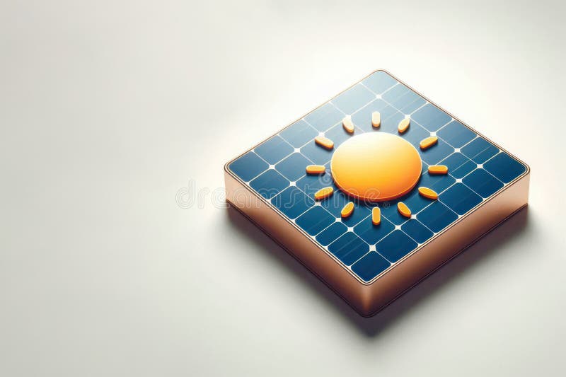 Solar Panel with Sun Symbol on Top. Space for Text. Stock Image - Image ...