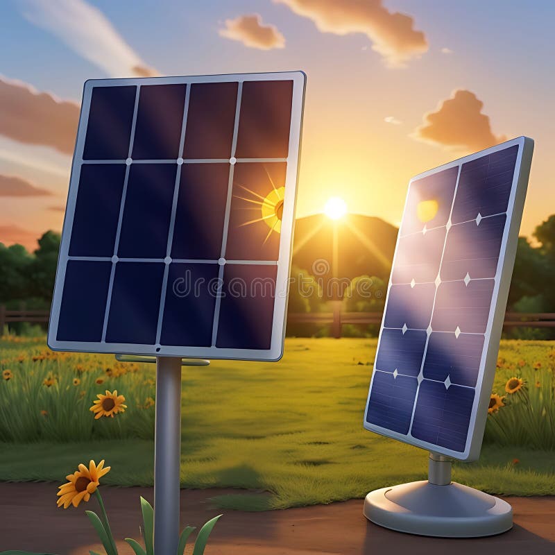 Solar Panel with Sunlight and Blue Sky Alternative Electricity Source ...