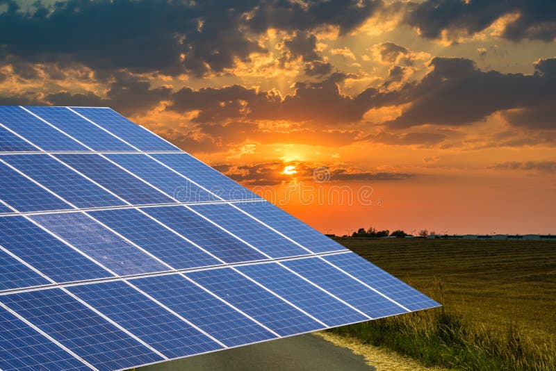 Solar Panel at Sunset Image Stock Image - Image of environment ...