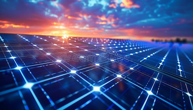 A Solar Panel with a Sunset in the Background by AI Generated Image ...