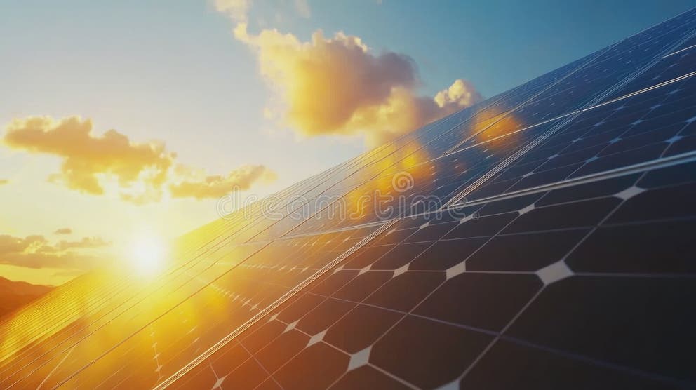 Solar Panel Sunset stock photo. Image of daylight, outdoor - 374280906