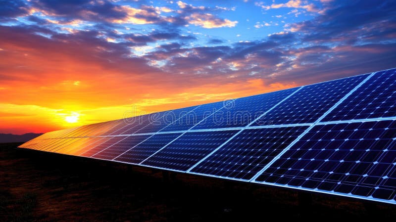 Solar Panel at Sunset stock image. Image of green, sustainable - 380208409