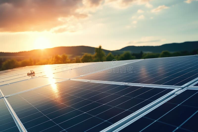 Solar Panel at Sunset stock illustration. Illustration of solar - 374060017