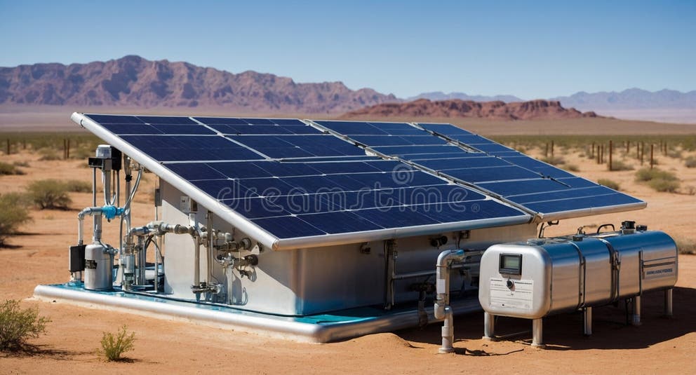 Solar Panel System Installation in Desert Landscape for Renewable ...