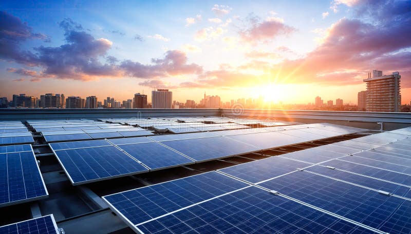 A Solar Panel System is Installed on the Rooftop of a Commercial ...