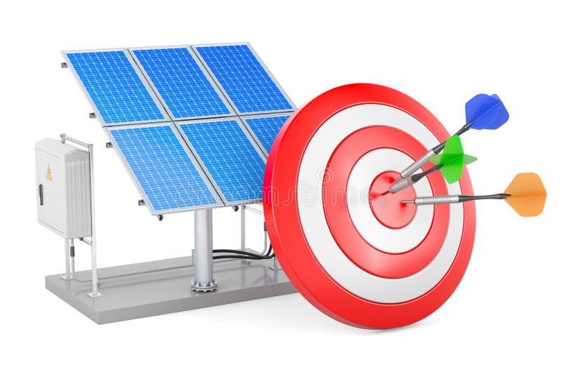 Solar Panel and Target with Arrows. 3D Rendering Stock Illustration ...