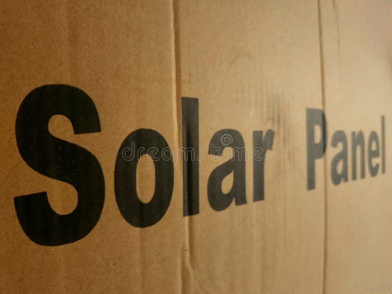 Solar Panel Text on a Brown Box Stock Image - Image of calligraphy ...