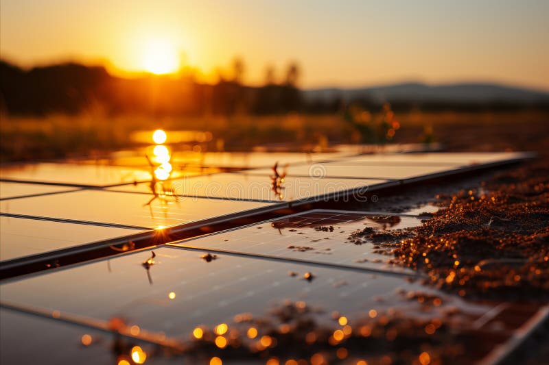 Solar Panel Texture and Details Close-Up Shot on Rooftop with Sunlight ...
