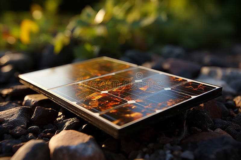 Solar Panel Texture and Details on Rooftop. Close-Up Shot with Sunlight ...