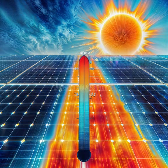 Solar Panel with Thermogram Overlay, Generative Ai Stock Illustration ...
