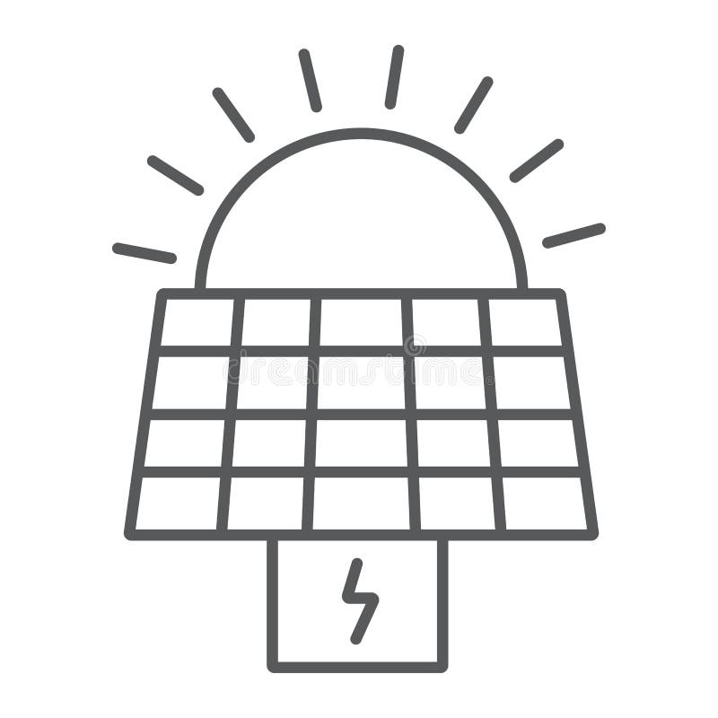 Solar Panel Thin Line Icon, Ecology and Power, Sun Energy Sign, Vector ...