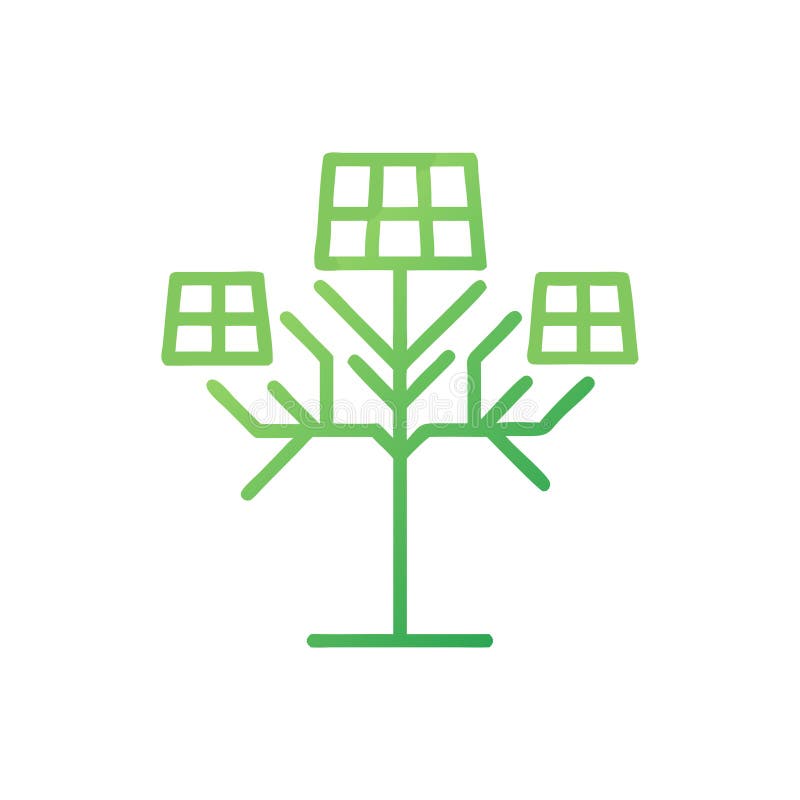 Solar Panel Tree Icon: Green Energy, Renewable Source, and Sustainable ...