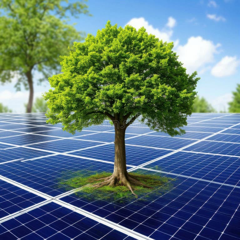 Solar Panel Tree stock illustration. Illustration of power - 369457272