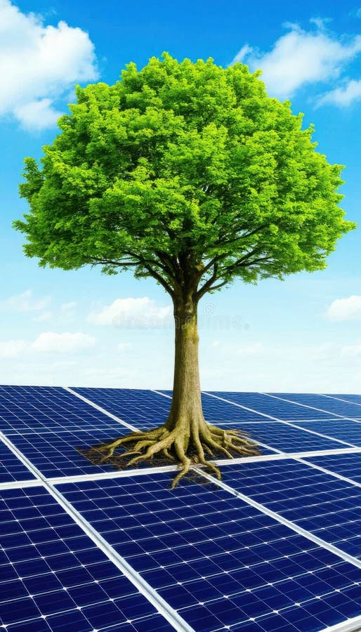 Solar Panel Tree stock illustration. Illustration of protection - 369457521