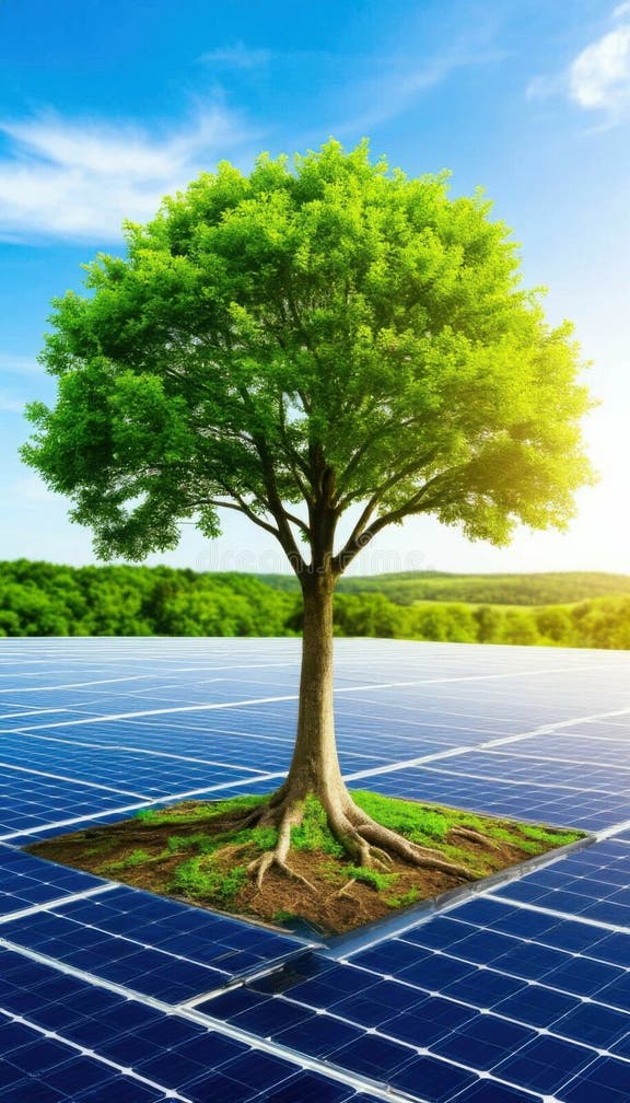Solar Panel Tree stock illustration. Illustration of futuristic - 369457552