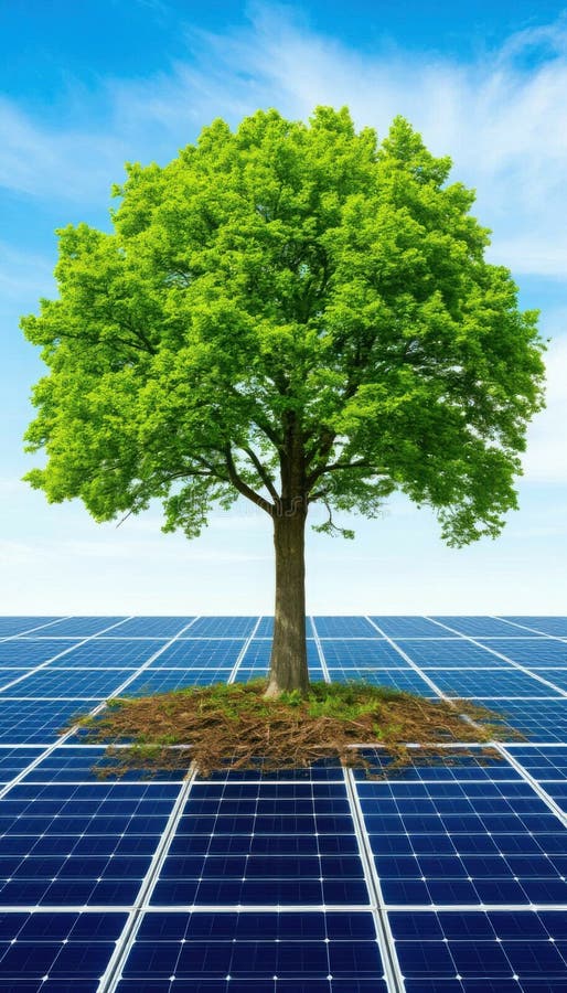 Solar Panel Tree stock illustration. Illustration of living - 369457592