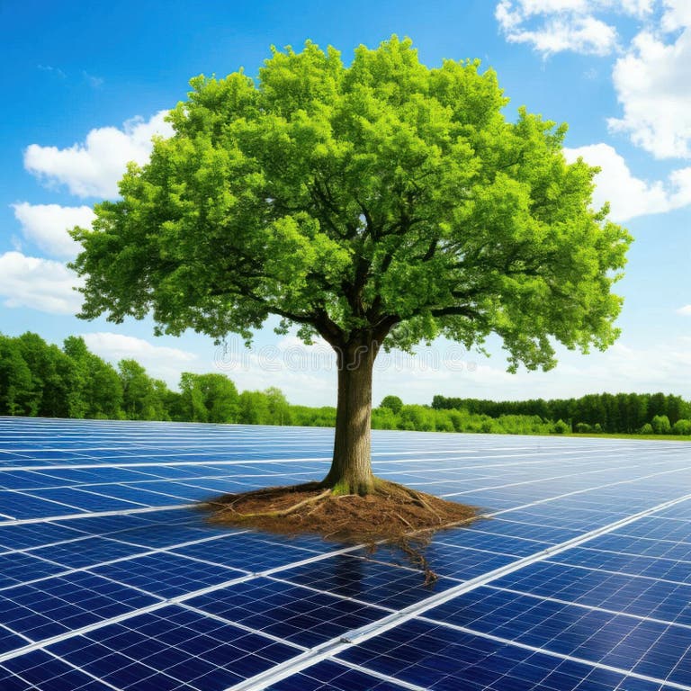Solar Panel Tree stock illustration. Illustration of lifestyle - 369457636