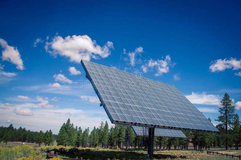 Solar panel on a post stock photo. Image of generation - 212483016
