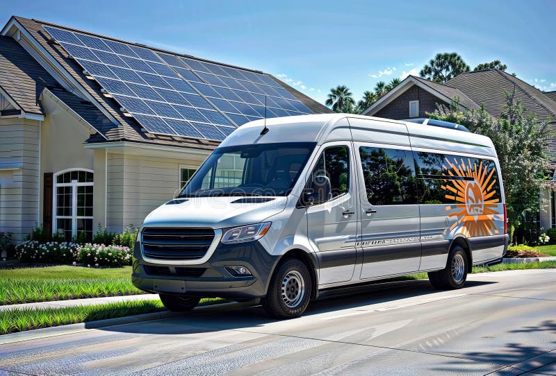 Versatile Van with Solar Panels Parked in Eco-Friendly Setting ...