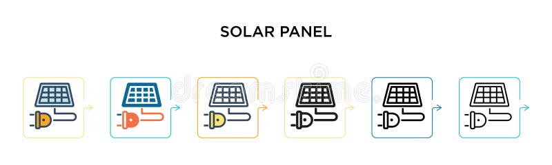 Solar Panel Vector Icon in 6 Different Modern Styles. Black, Two ...