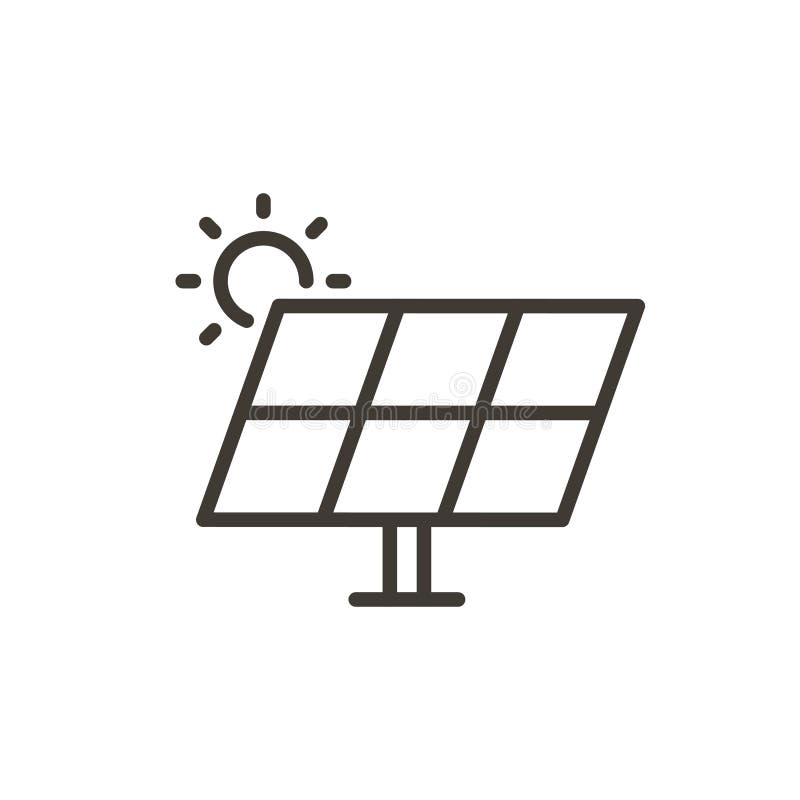 Solar Panel Vector Thin Line Icon with the Sun. Sustainable, Eco ...