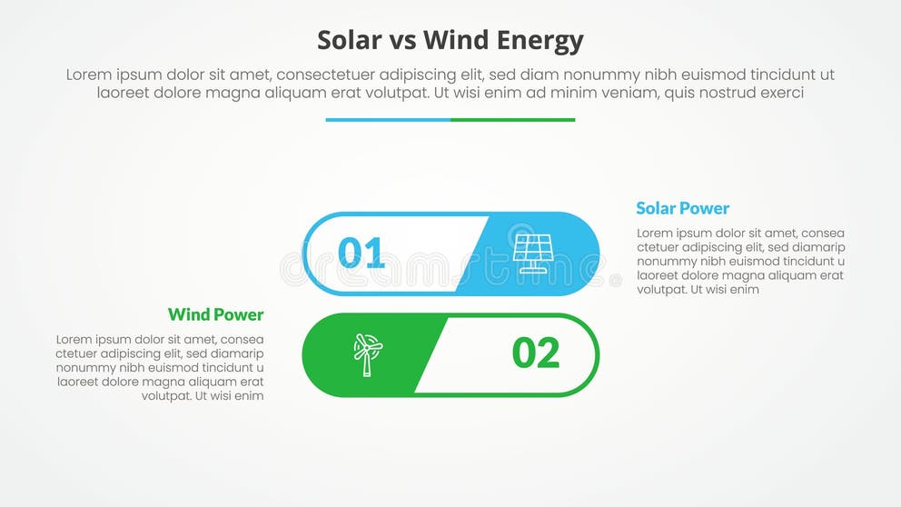 Solar Panel Vs Wind Energy Power Comparison Opposite Infographic ...