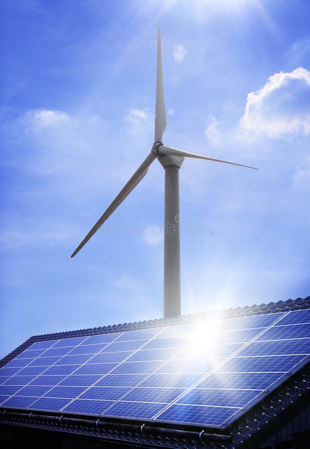 Solar panel and windmill stock photo. Image of clean, building - 9514788