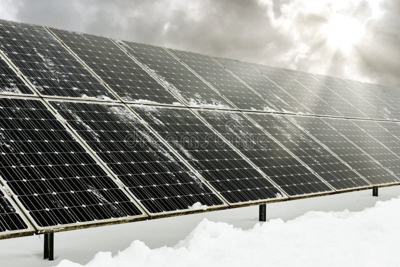 Solar Panel in Winter. Alternative Energy Source Stock Image - Image of ...