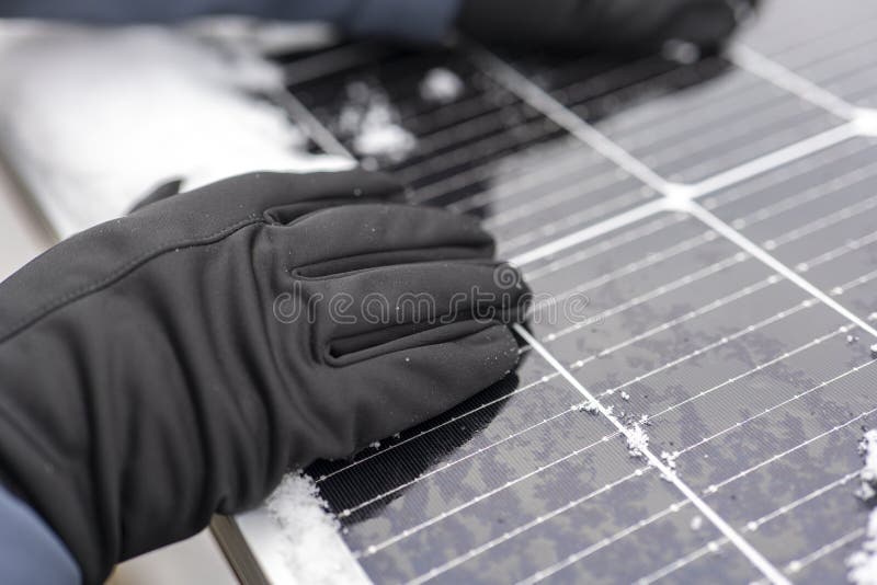 Solar Panel in Winter Time. Getting Electricity with Solar Panels in ...