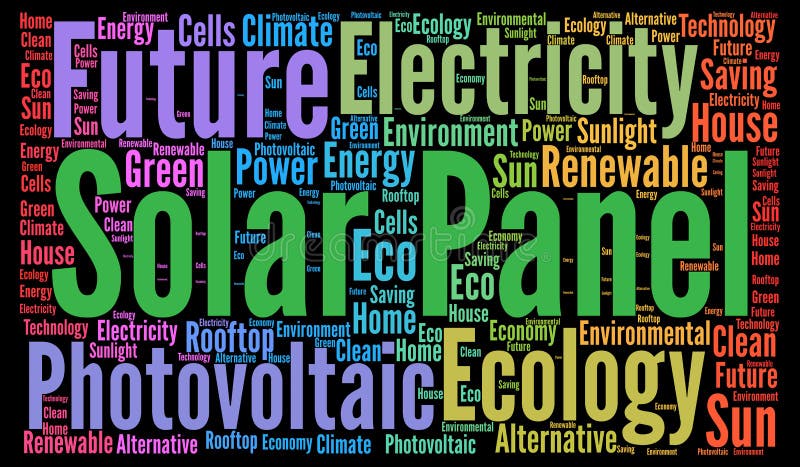 Solar Panel Word Cloud Concept Stock Illustration - Illustration of ...