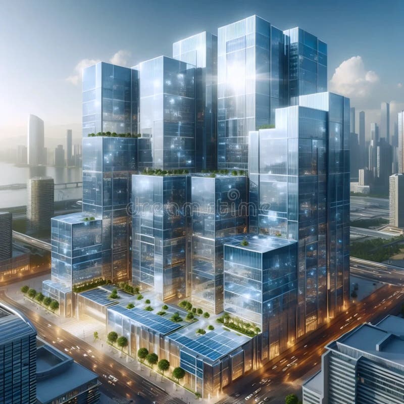 Solar-paneled Skyscraper, Ai Generated Image Stock Illustration ...
