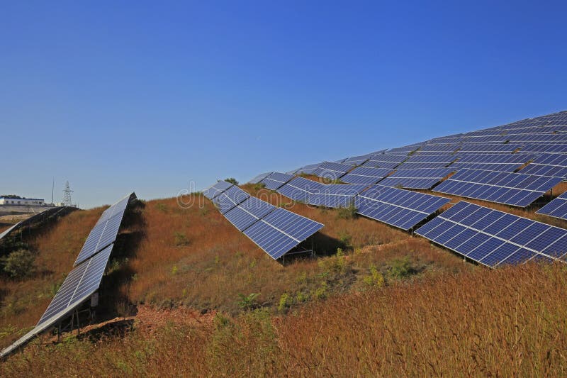Solar panels stock photo. Image of windmill, windfarm - 273814824