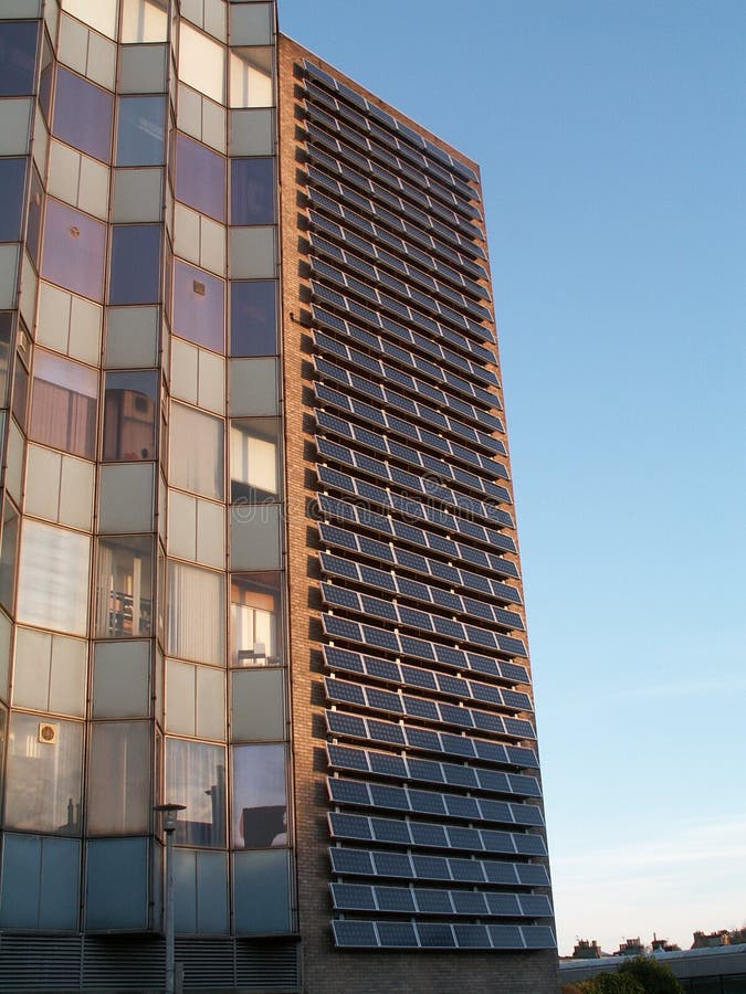 Photovoltaic Solar Panels on Skyscraper Stock Photo - Image of ...