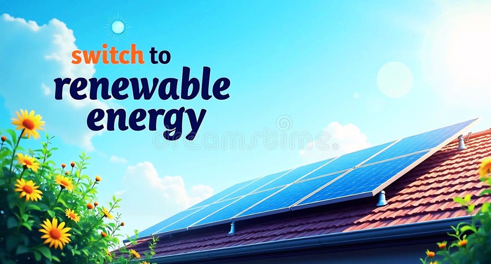 Solar Panels Add Banner AI GENERATED IMAGE Stock Illustration ...