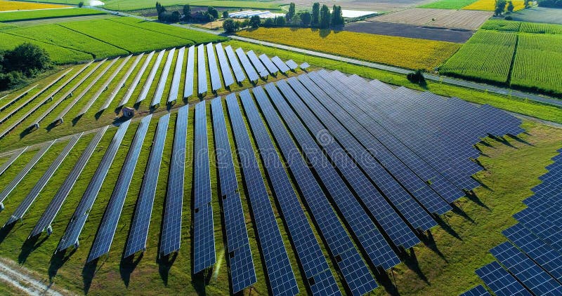 Solar Panels in Aerial View Stock Photo - Image of field, ecological ...