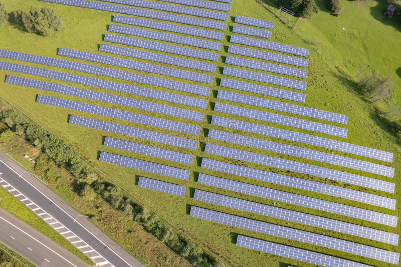 Solar Panels in Aerial View Renewable Energy Stock Image - Image of ...