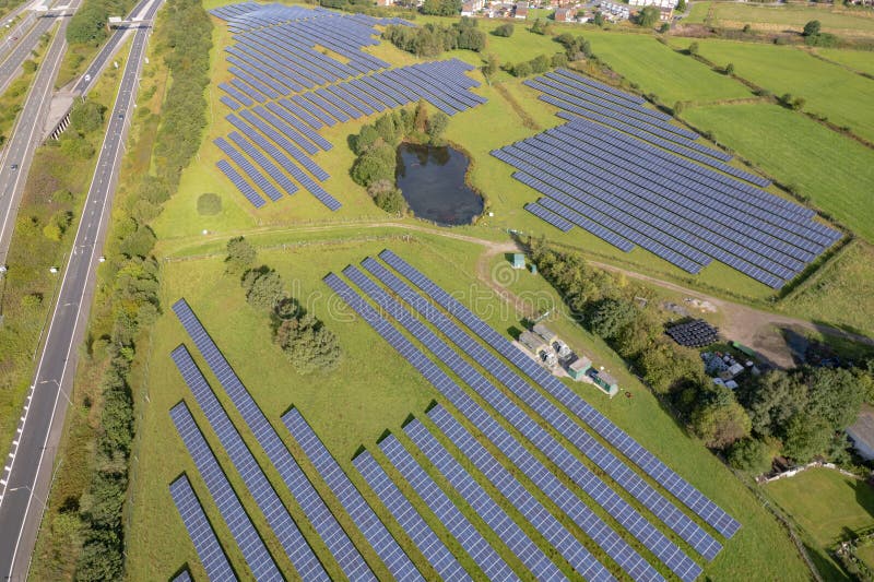 Solar Panels in Aerial View Renewable Energy Stock Image - Image of ...