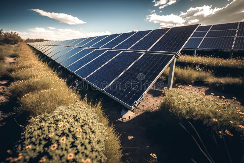 Solar Panels Amidst Greenery Under a Clear Sky, Harnessing Solar Energy ...