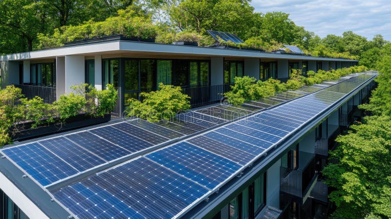 Solar Panels on an Amsterdam Apartment Complex Rooftop Showcase a ...