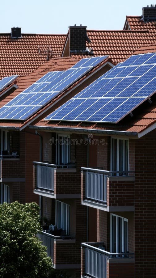 Solar Panels on an Amsterdam Apartment Complex Rooftop Showcase a ...